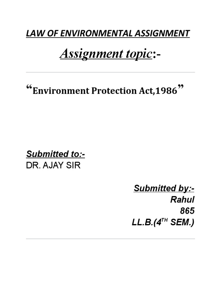 Environmental Law Assignment | PDF | Environmental Protection | Pollution