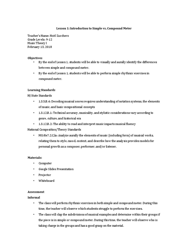 Music Theory Lesson Plans | PDF | Rhythm | Music Theory