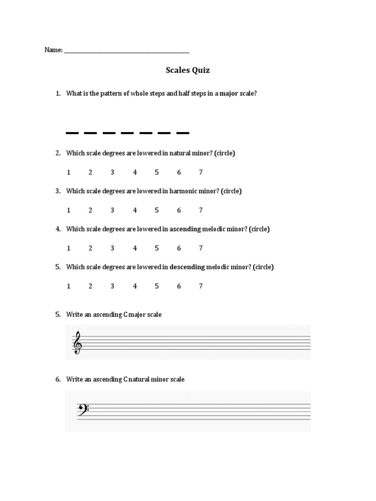 Modified Scales Quiz | PDF | Teaching Methods & Materials