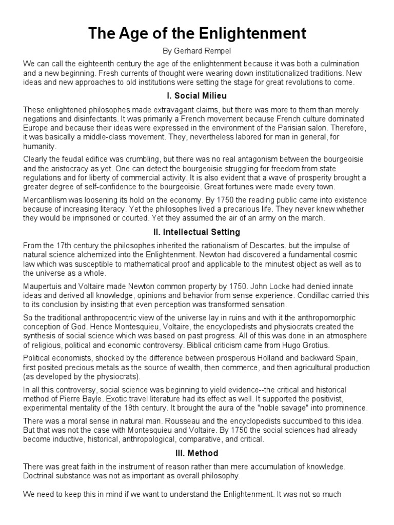 The Age of The Enlightenment GC | PDF | Age Of Enlightenment | David Hume