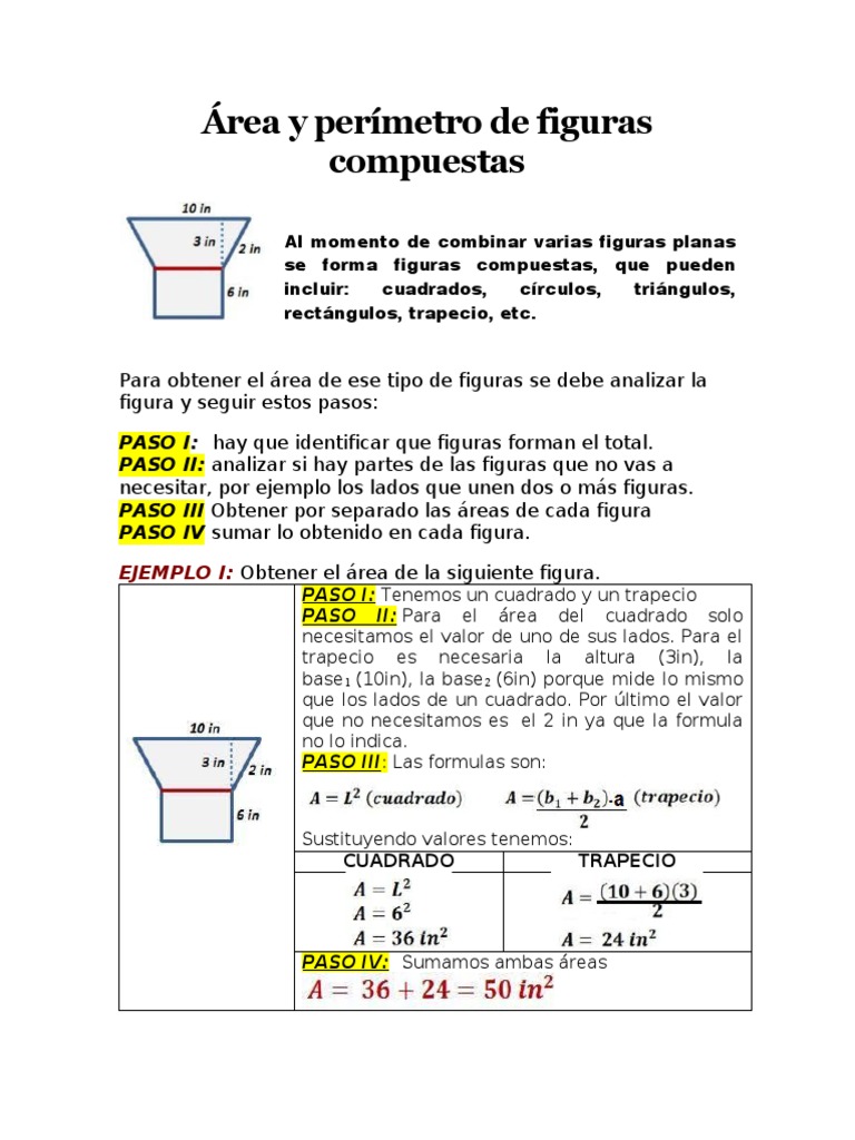 Área y Perímetro de Figuras Compuestas | PDF | Métodos y materiales de ...