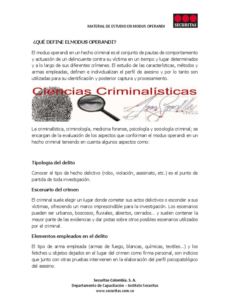 Modus Operandi | PDF | Perfil del delincuente | Criminología