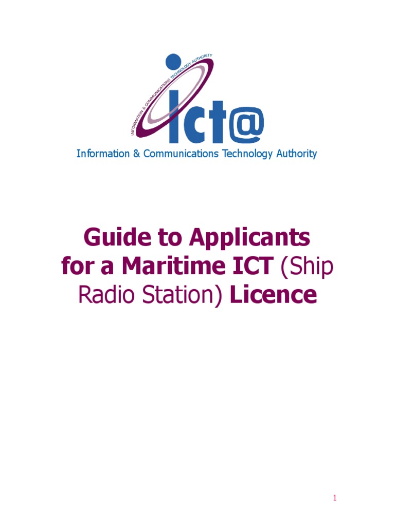 Guide To Applicants For A Maritime ICT (Ship: Radio Station) Licence ...