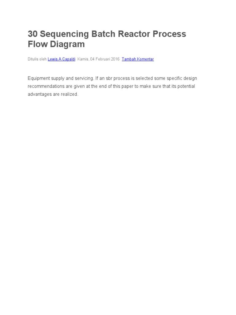 30 Sequencing Batch Reactor Process Flow Diagram | PDF | Sewage Treatment | Pollution