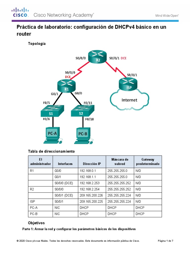 8.1.2.4 Lab - Configuring Basic DHCPv4 On A Router | PDF | Dirección IP | Red de área amplia