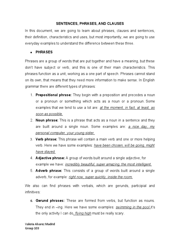 Phrases, Clauses and Sentences | PDF | Clause | Phrase