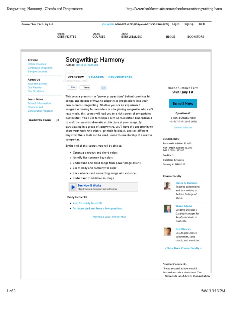SW Harmony L Kachulis Overview | PDF | Songwriter | Educational Technology