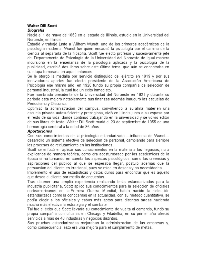 Walter Dill Scott | PDF | Universidad | Sicología
