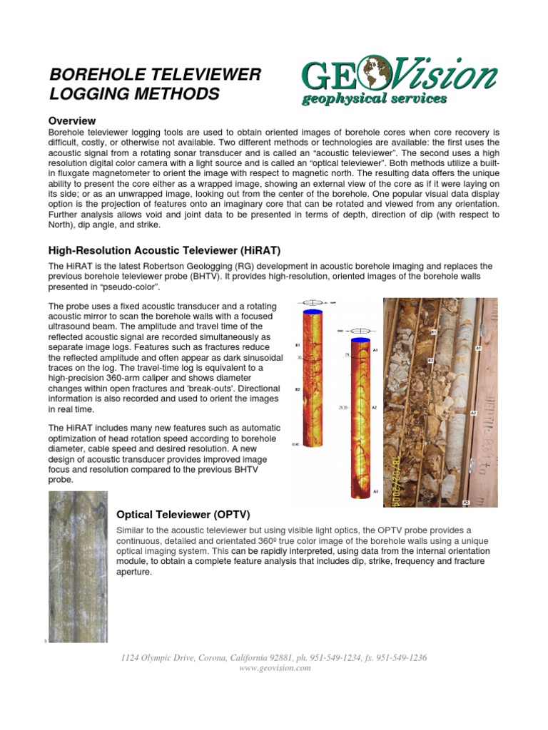 Borehole Televiewer Logging Techniques | PDF | Optics | Applied And ...