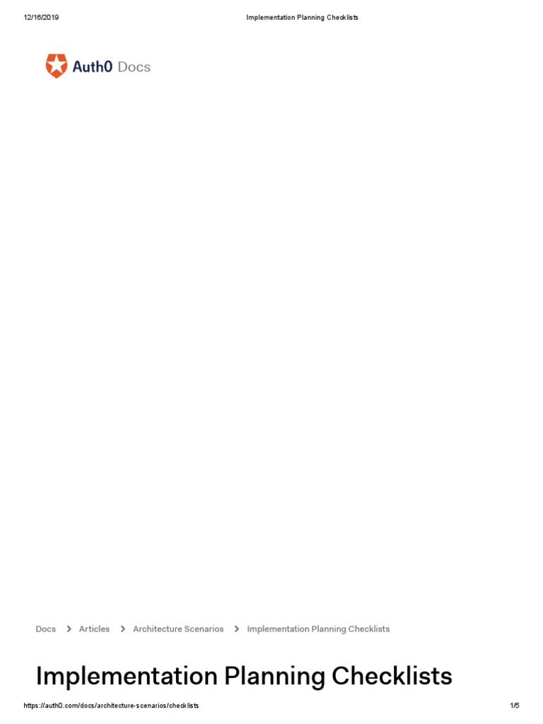 Implementation Planning Checklists: Architecture Scenarios | PDF ...