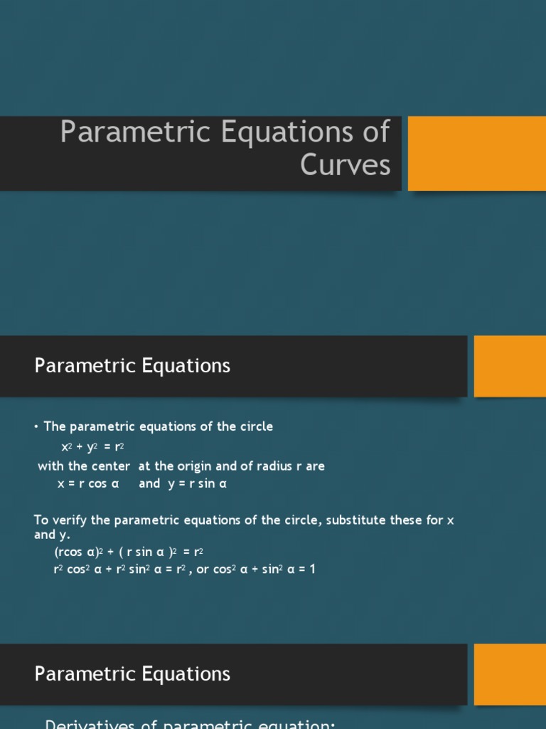 Parametric Equations of Curves | PDF | Curvature | Circle