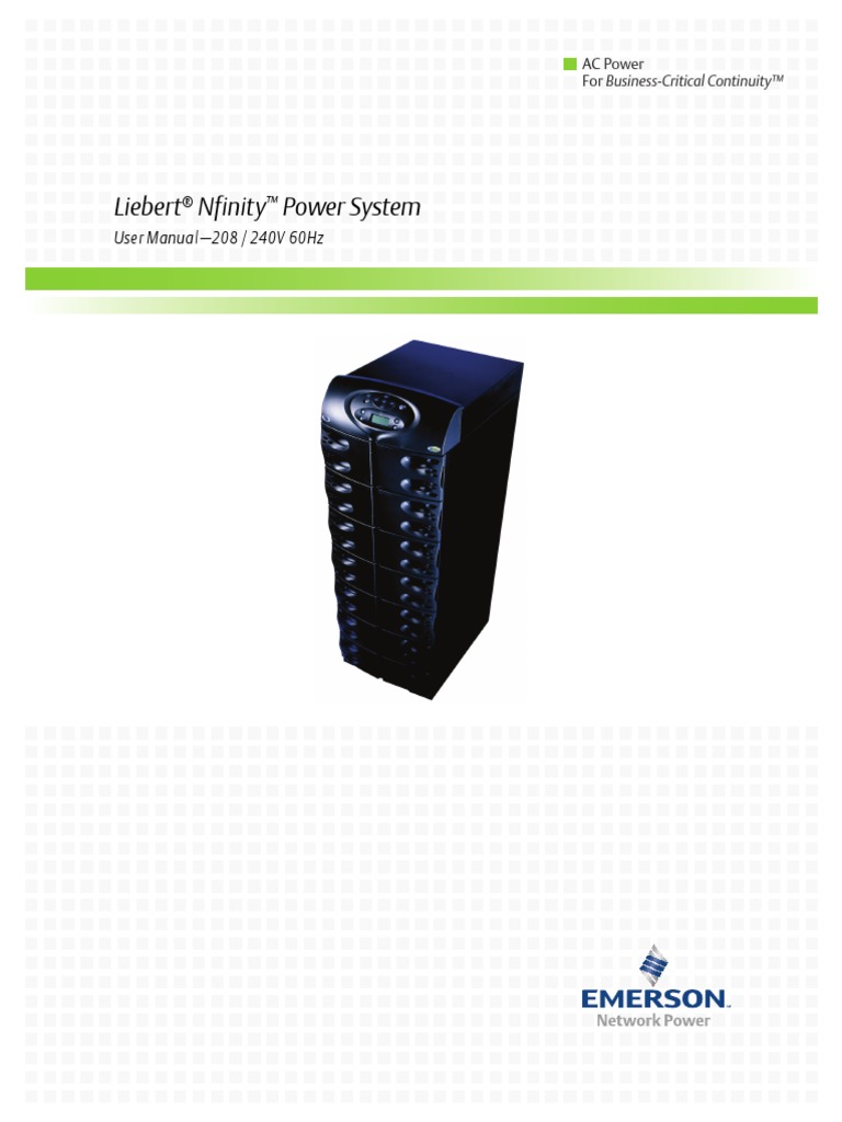 Liebert Nfinity Power System: User Manual - 208 / 240V 60Hz | PDF ...