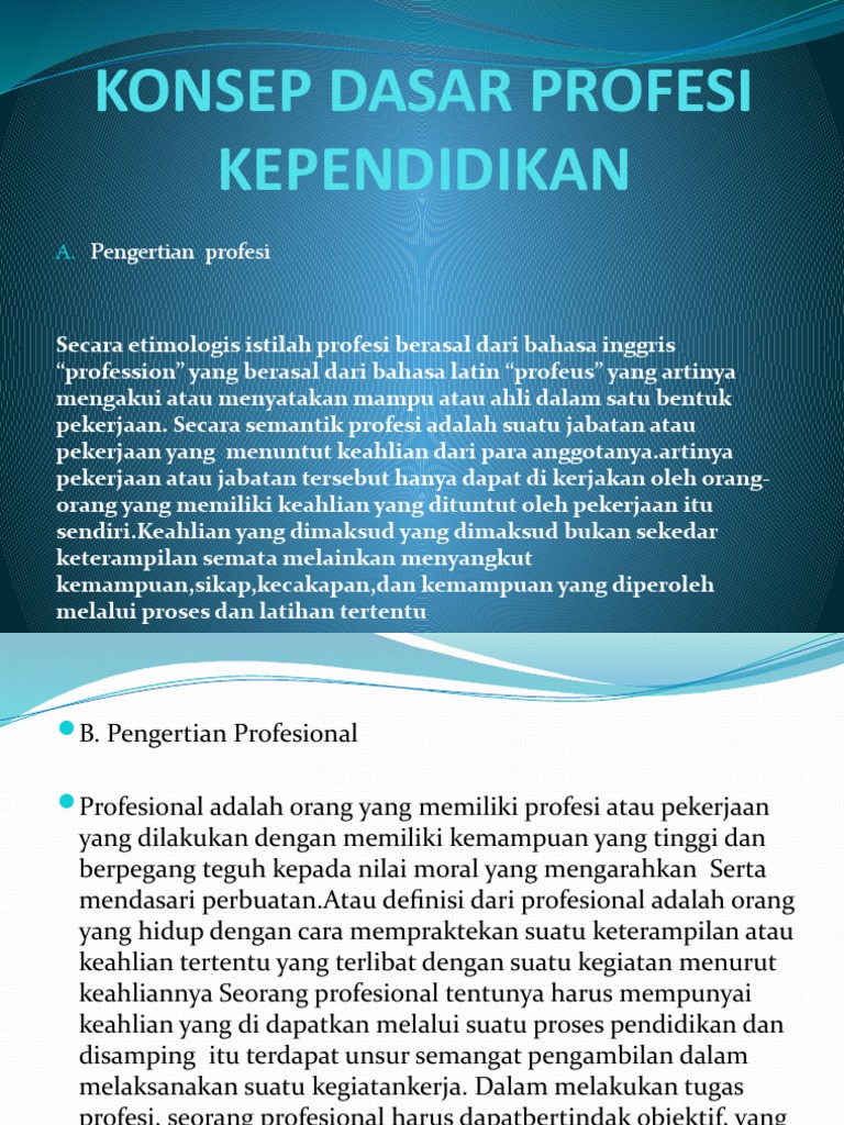 Konsep Dasar Profesi Kependidikan | PDF