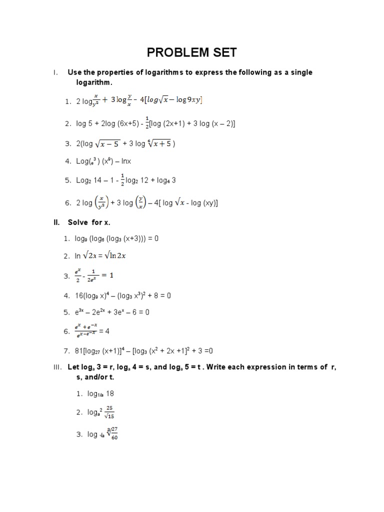 Problem Set | PDF | Logarithm | Interest