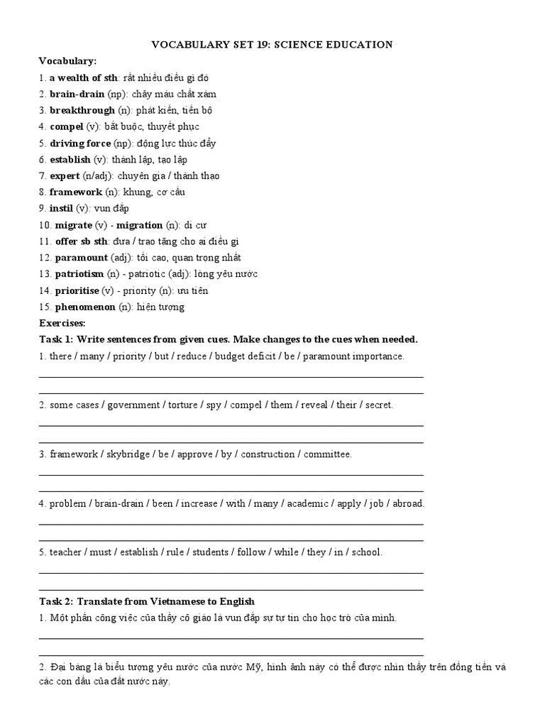 Vocabulary Set 19 - SCIENCE EDUCATION PDF | PDF