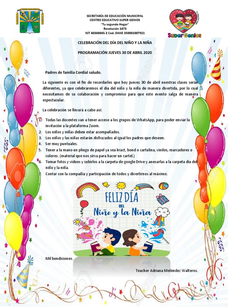 Celebración Del Día Del Niño y La Niña | PDF