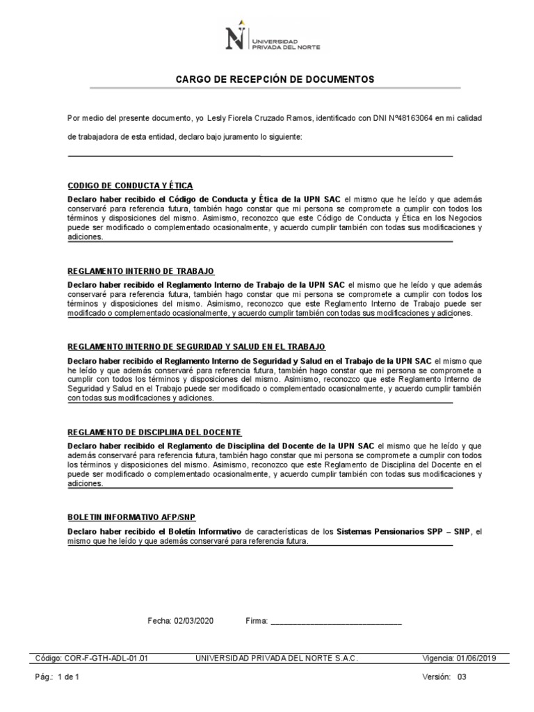 Cargo de Recepción de Documentos | PDF | Business