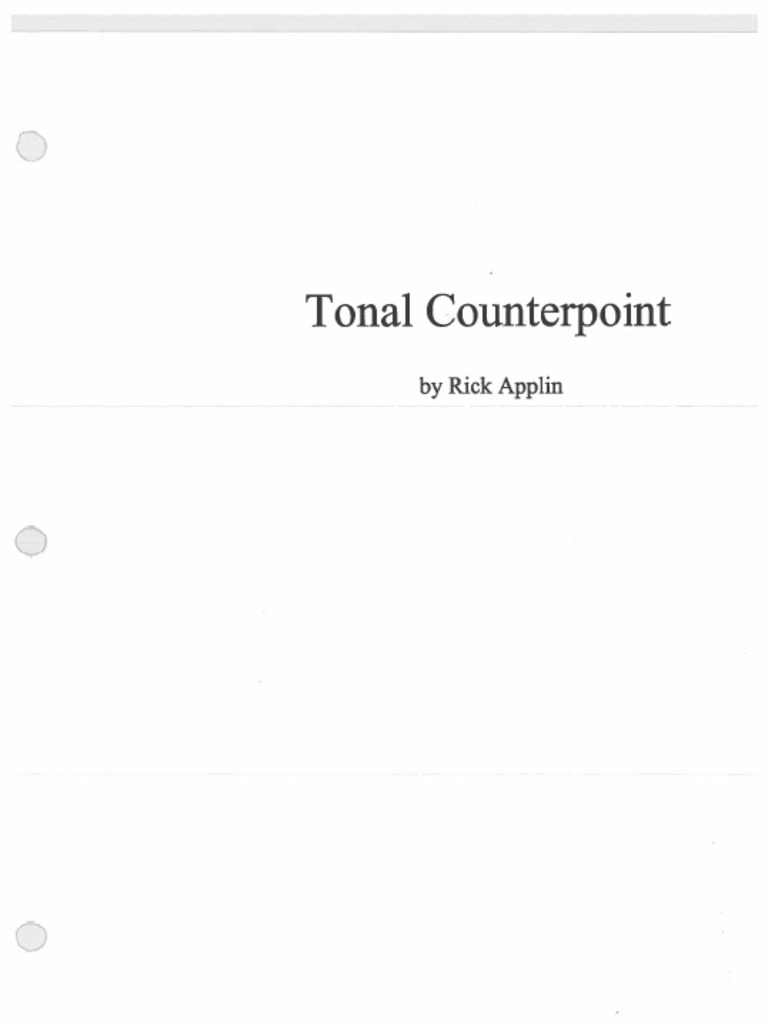 Tonal Counterpoint PDF | PDF