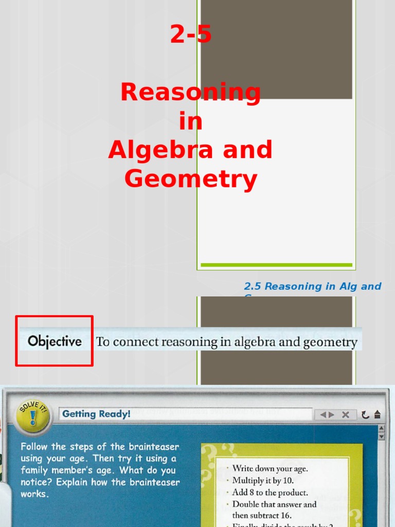 Algebra and Geometry Reasoning Guide | PDF | Mathematical Proof | Reason