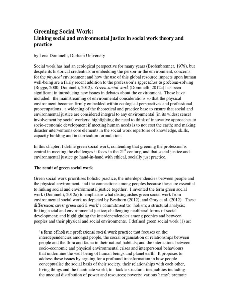 Greening Social Work: Justice & Practice | PDF | Interdisciplinarity ...
