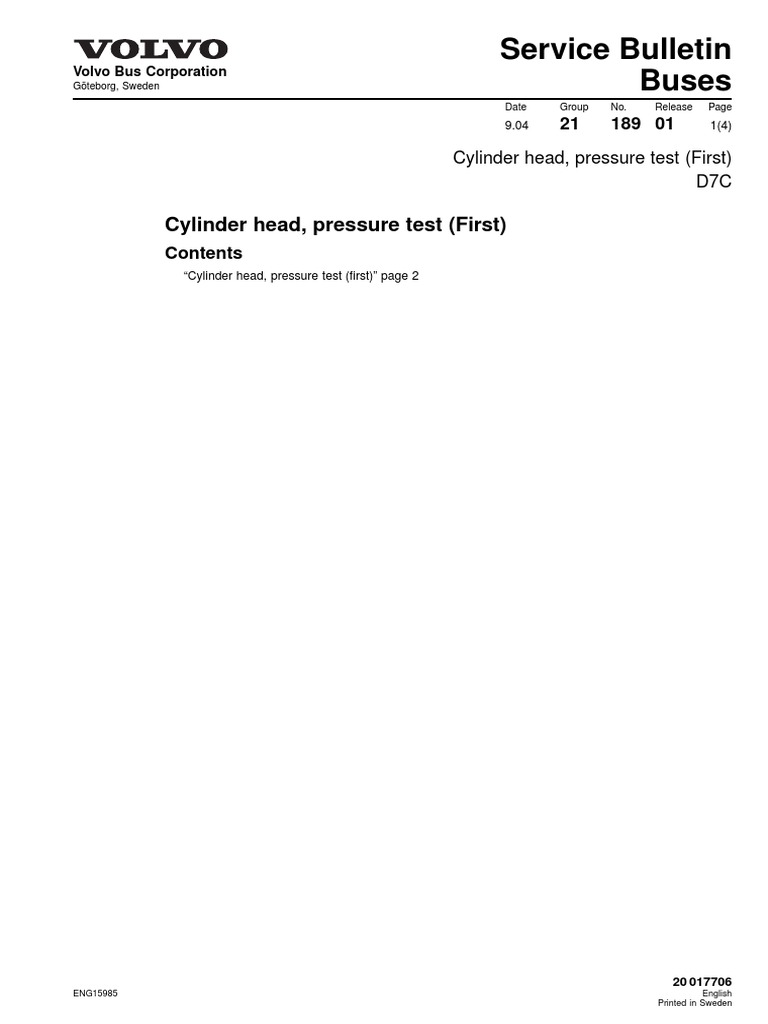 Cylinder Head, Pressure Test (First), D7C | PDF | Valve | Pressure