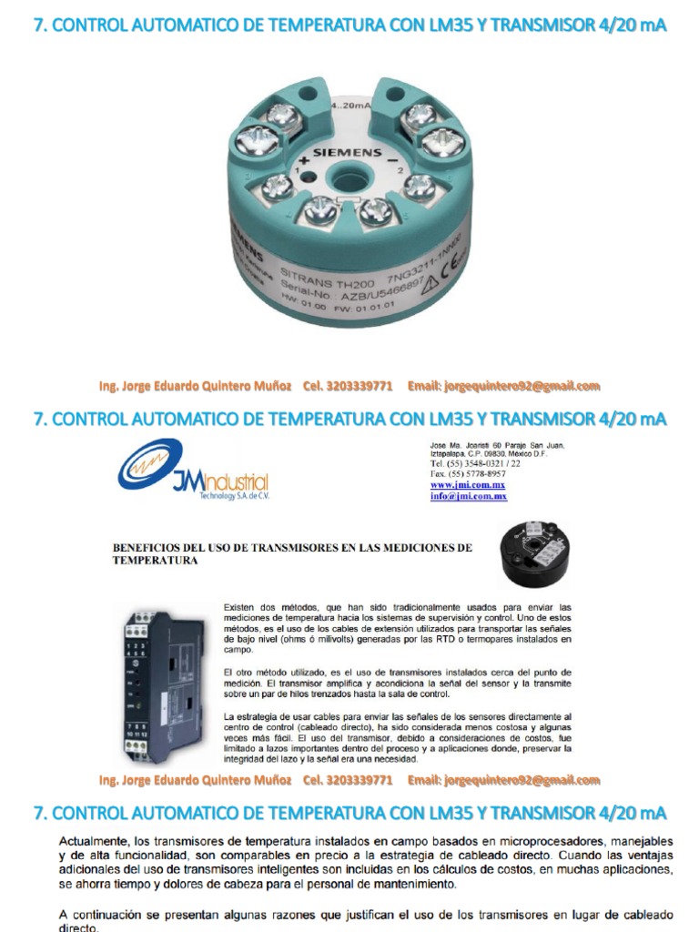 CONTROL AUTOMATICO TEMPERATURA CON LM35 Y TRANSMISOR 4-20 Ma | PDF ...