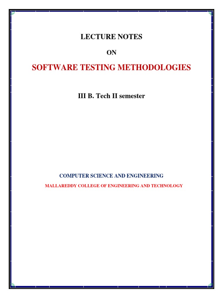 Software Testing Methodologies Pdf Pdf Software Bug Software Testing