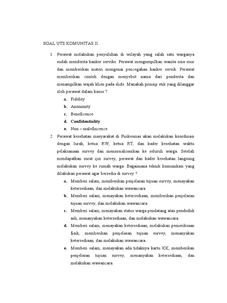 Soal Uts Komunitas Ii | PDF