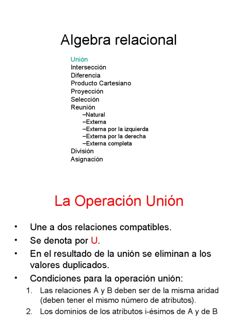 6 2 Algebra Relacional | PDF | Lógica matemática | Conceptos matemáticos