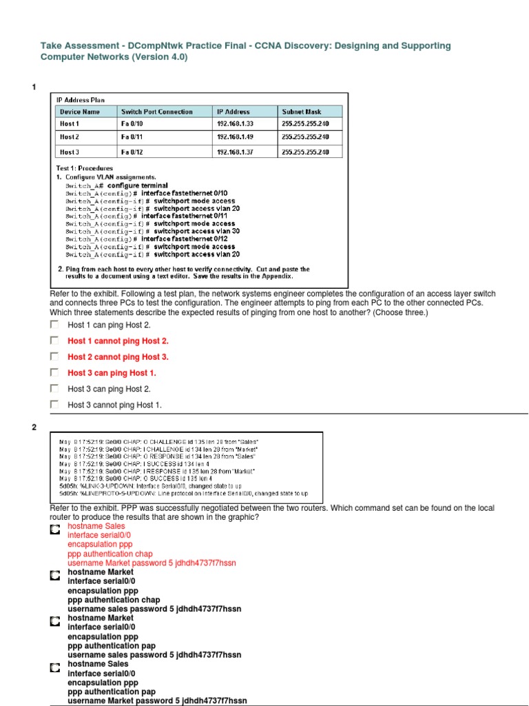 CCNA Discovery Practice Final Assessment | PDF | Router (Computing ...