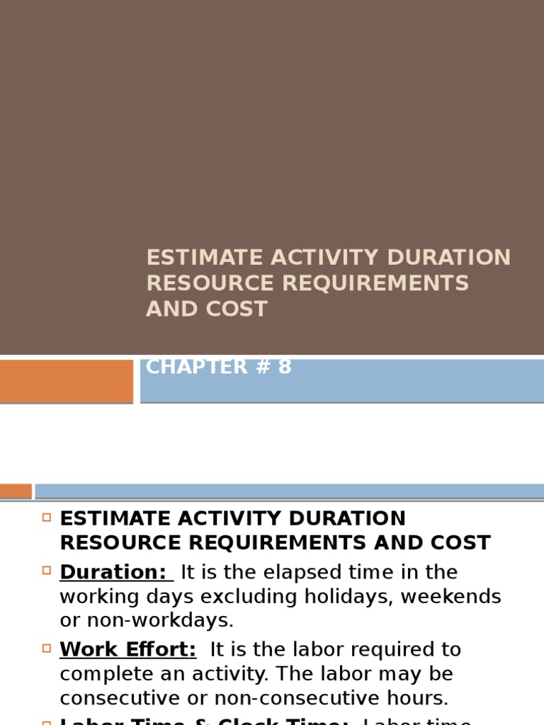 2 Estimate Duration, Cost and Resource Requirement | PDF | Resource ...