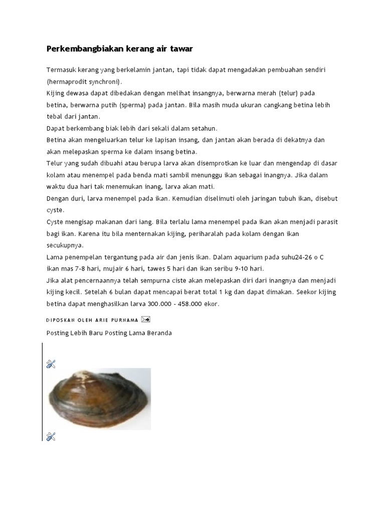 Biologi dan Morfologi Kerang Air Tawar | PDF