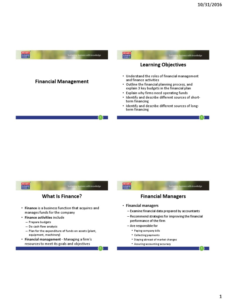 Financial Management - Handouts | PDF | Bonds (Finance) | Budget