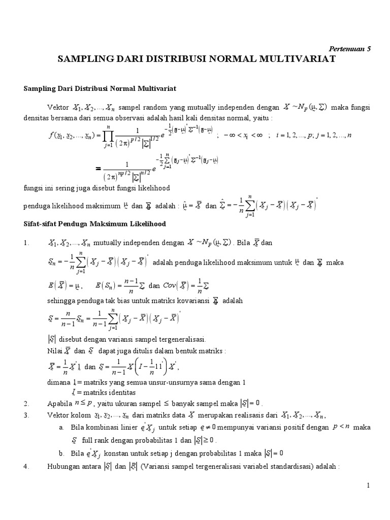 Sampling Distribusi Normal Multivariat | PDF