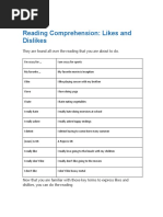 Likes and Dislikes - Reading Comprehension. | PDF