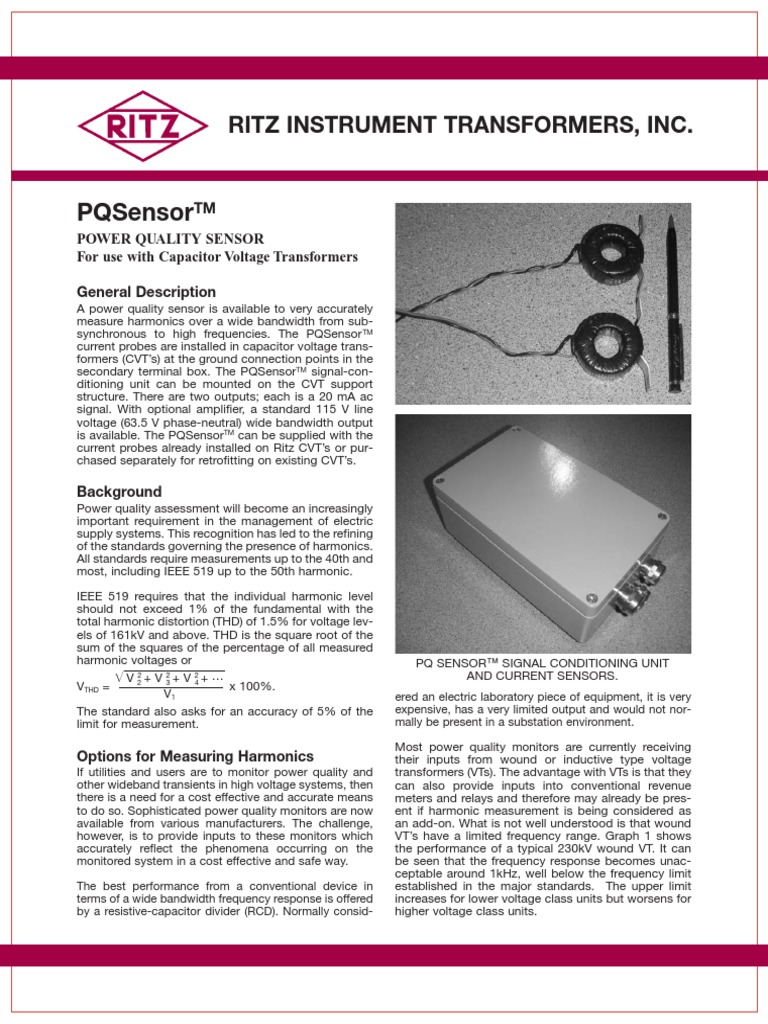 Ritzbrochure - PQ Sensors To Be Used With PQ Analysers | PDF ...