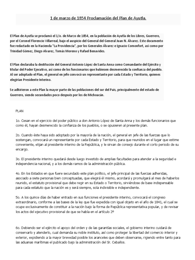 Plan de Ayutla y nacimiento del Partido Liberal Mexicano (PLM | PDF | México | Gobierno