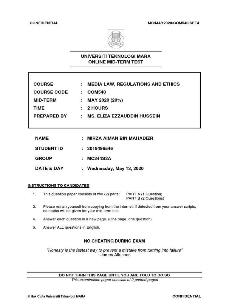 COM540 (20202) - MT SET4 - Mirza Aiman Bin Mahadzir (2019496546) PDF | PDF | Malaysia | Government