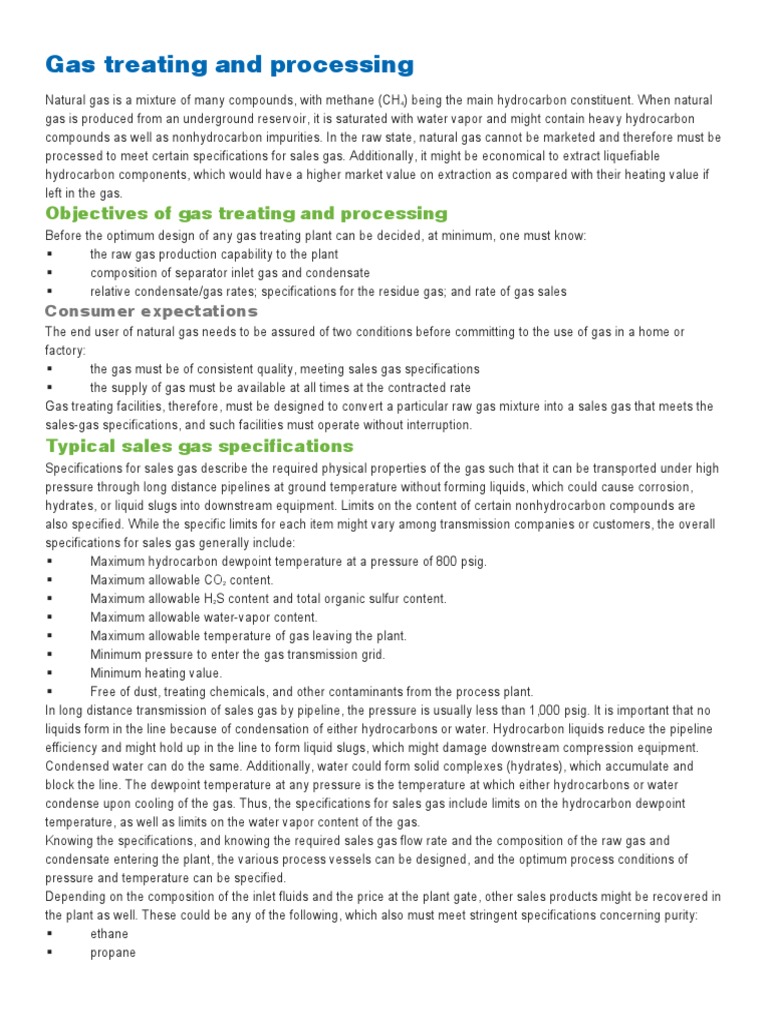 Natural Gas Treatment Processes | PDF | Natural Gas | Gases