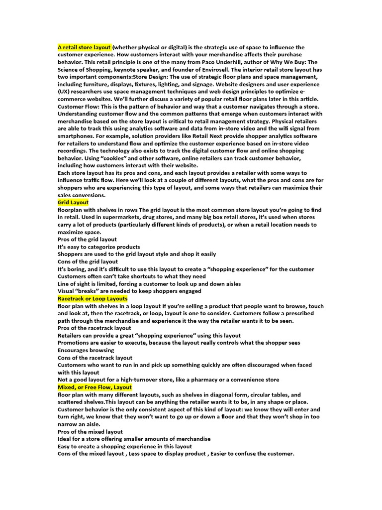 A Retail Store Layout Pdf Online Shopping Retail