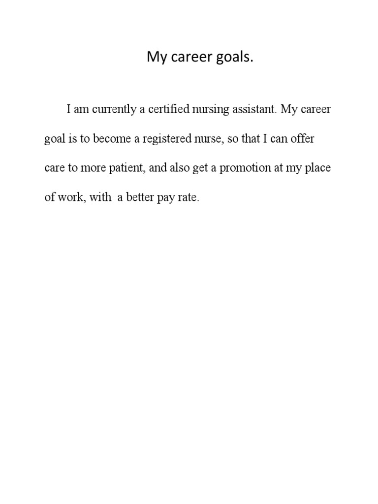 Career Goals: From CNA to RN | PDF | Wellness