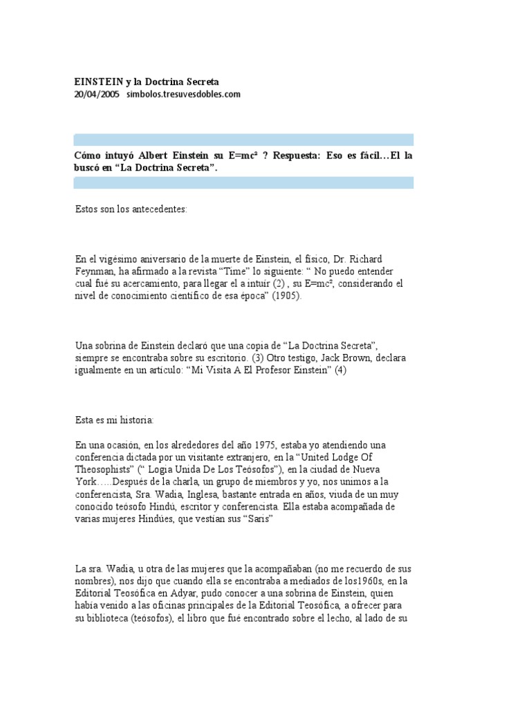 EINSTEIN y La Doctrina Secreta | PDF | Helena Blavatsky | Albert Einstein