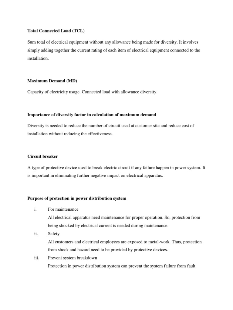 Total Connected Load (TCL) | PDF