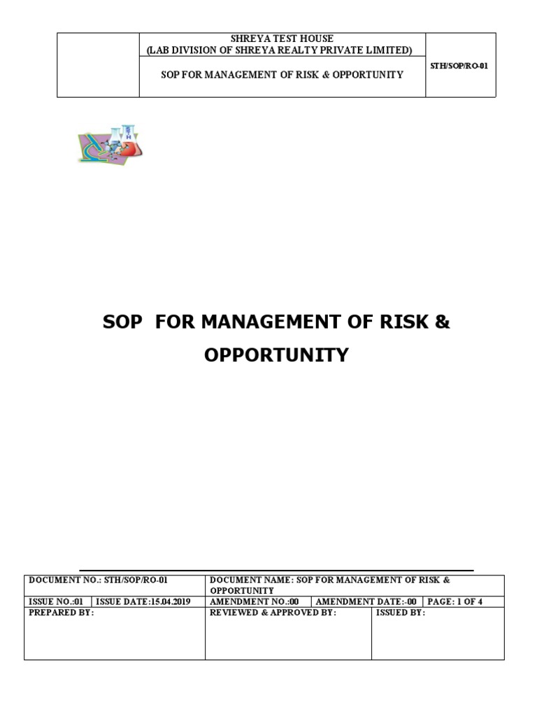 Sop For Management Of Risk & Opportunity | Risk Management | Policy
