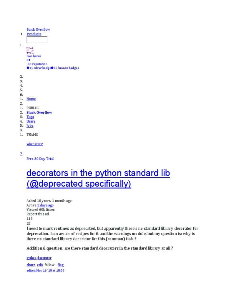 Decorators in The Python Standard Lib (@deprecated Specifically) | Download Free PDF | Library ...