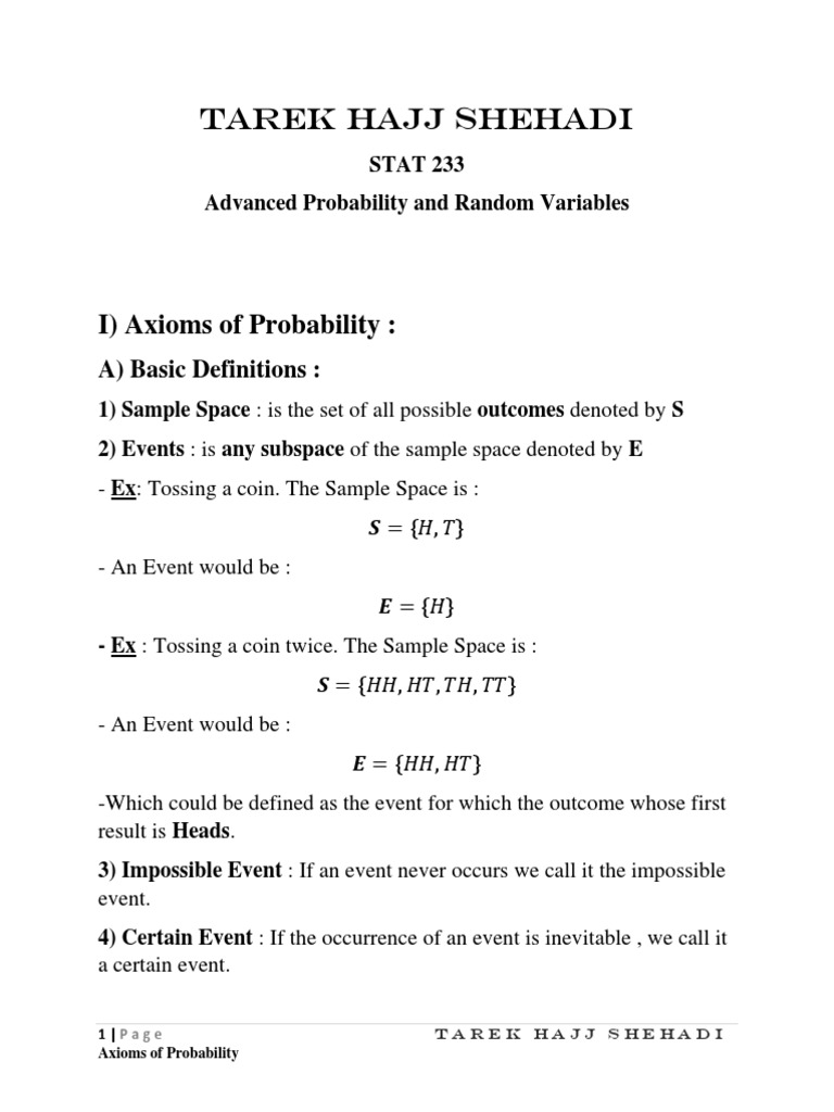 STAT 233 Week 1 - 5 PDF | PDF | Probability Theory | Function (Mathematics)
