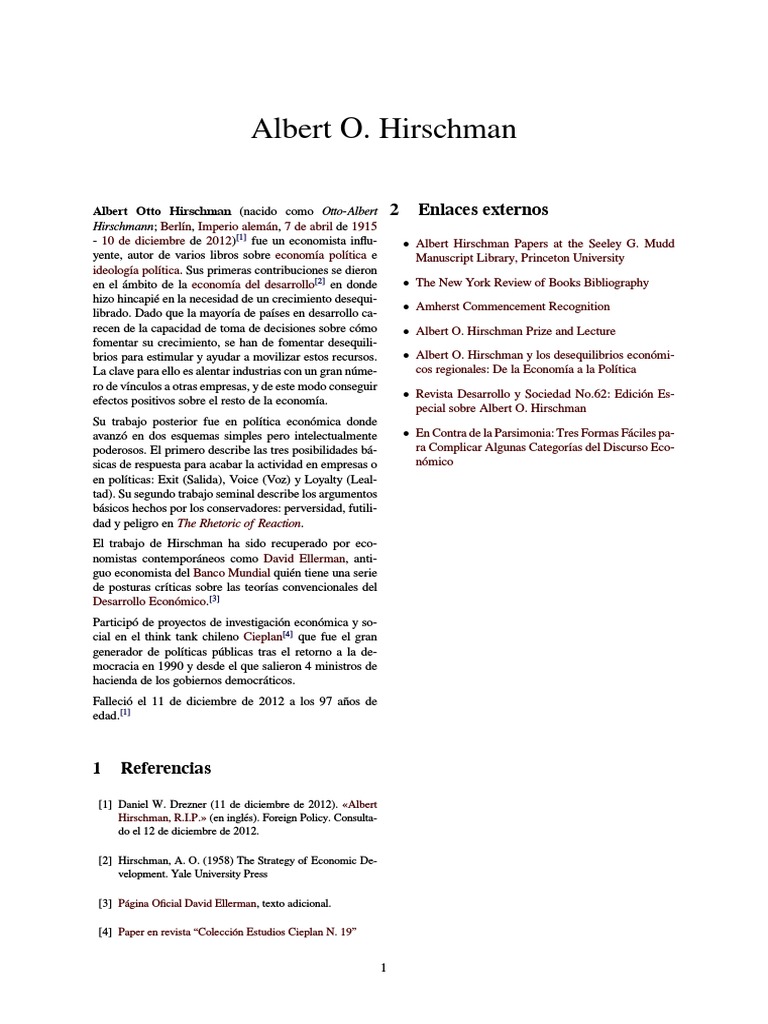 Albert O. Hirschman PDF | PDF