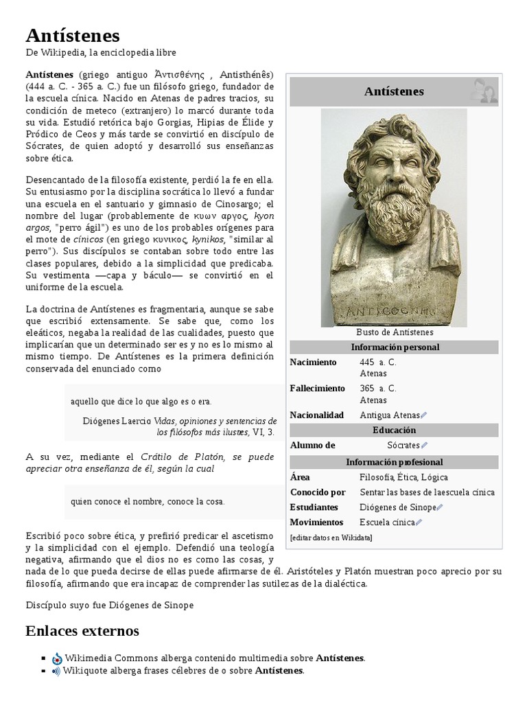 Antístenes PDF | PDF | Filosofía