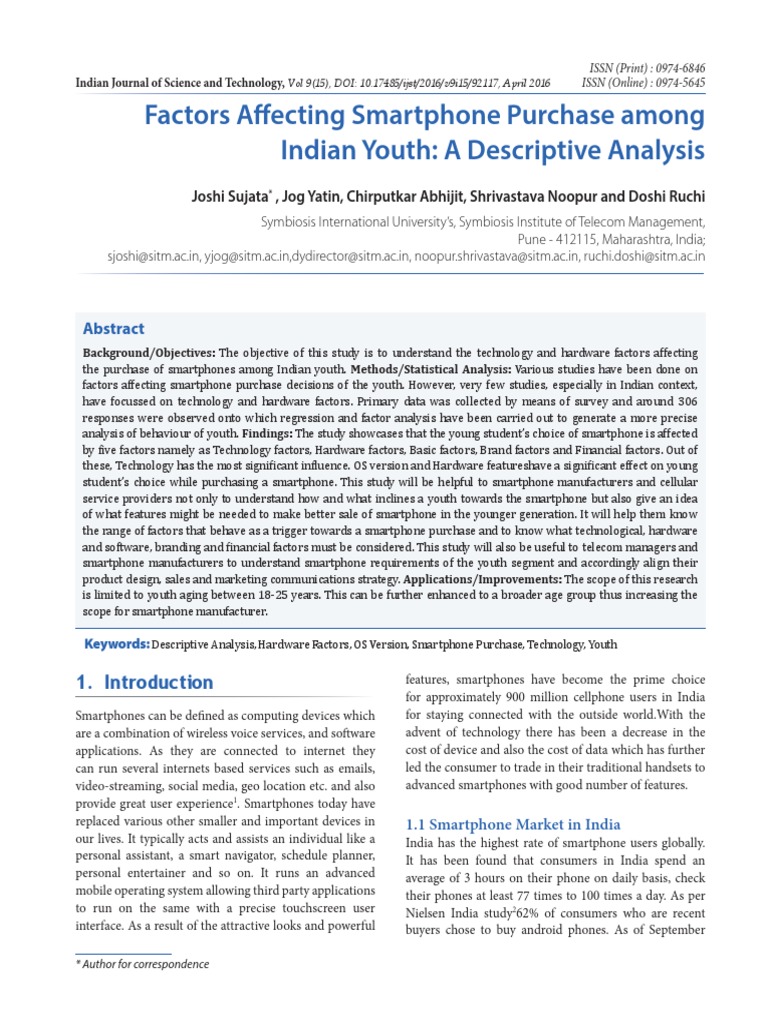 Factors Influencing Smartphone Purchasing Decisions Among Indian Youth ...