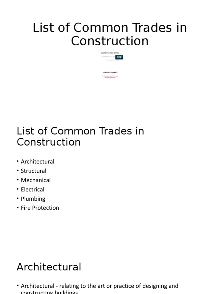 List of Common Trades in Construction | PDF